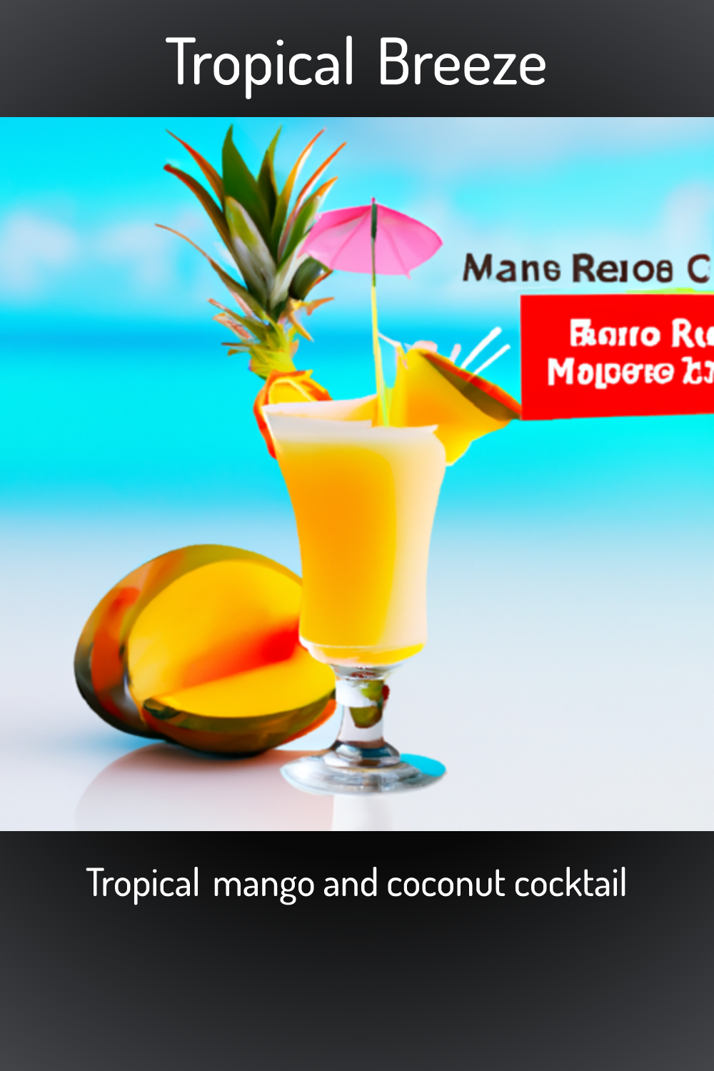 Tropical Breeze, Tropical mango and coconut cocktail