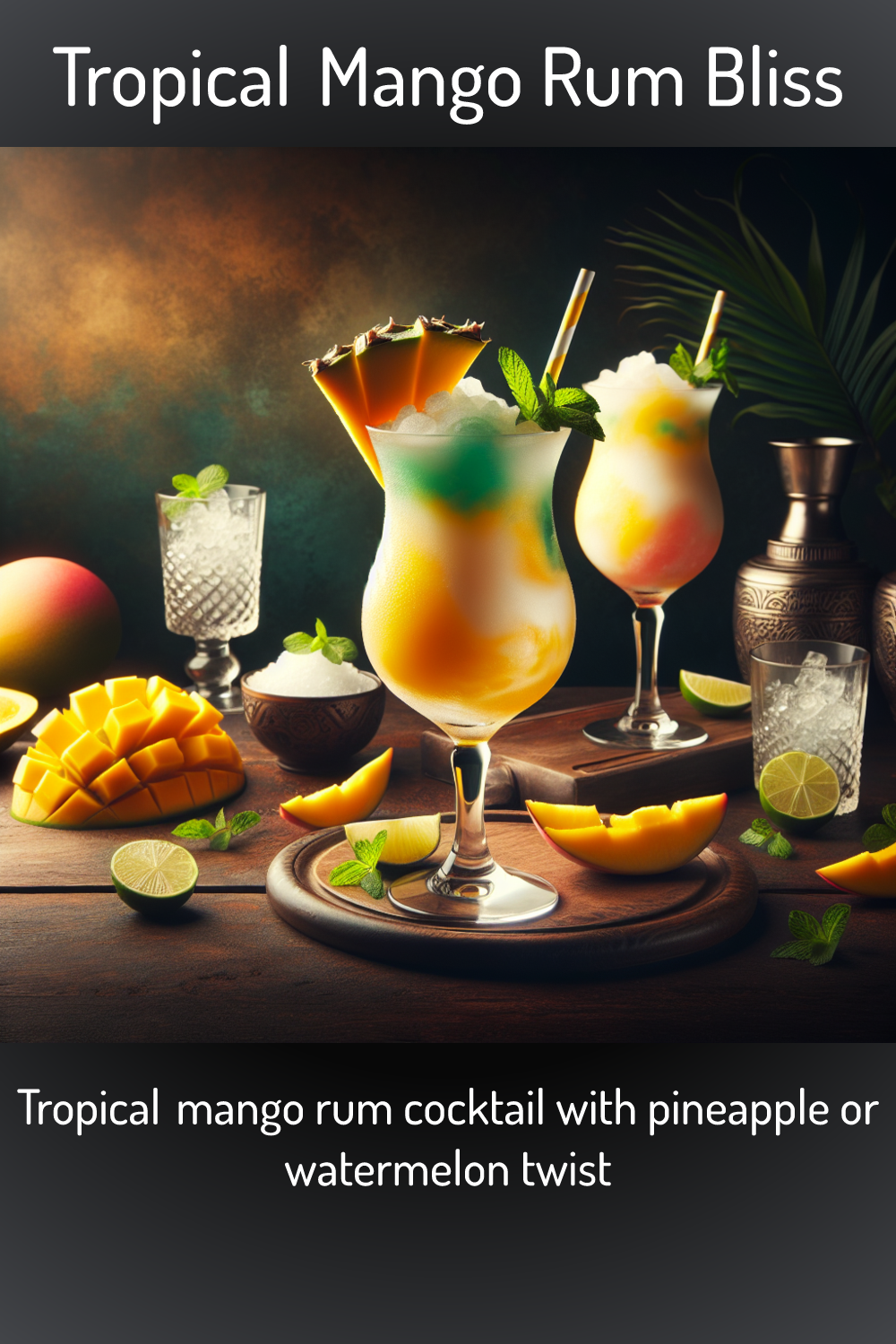 Tropical Mango Rum Bliss, Tropical mango rum cocktail with pineapple or ...