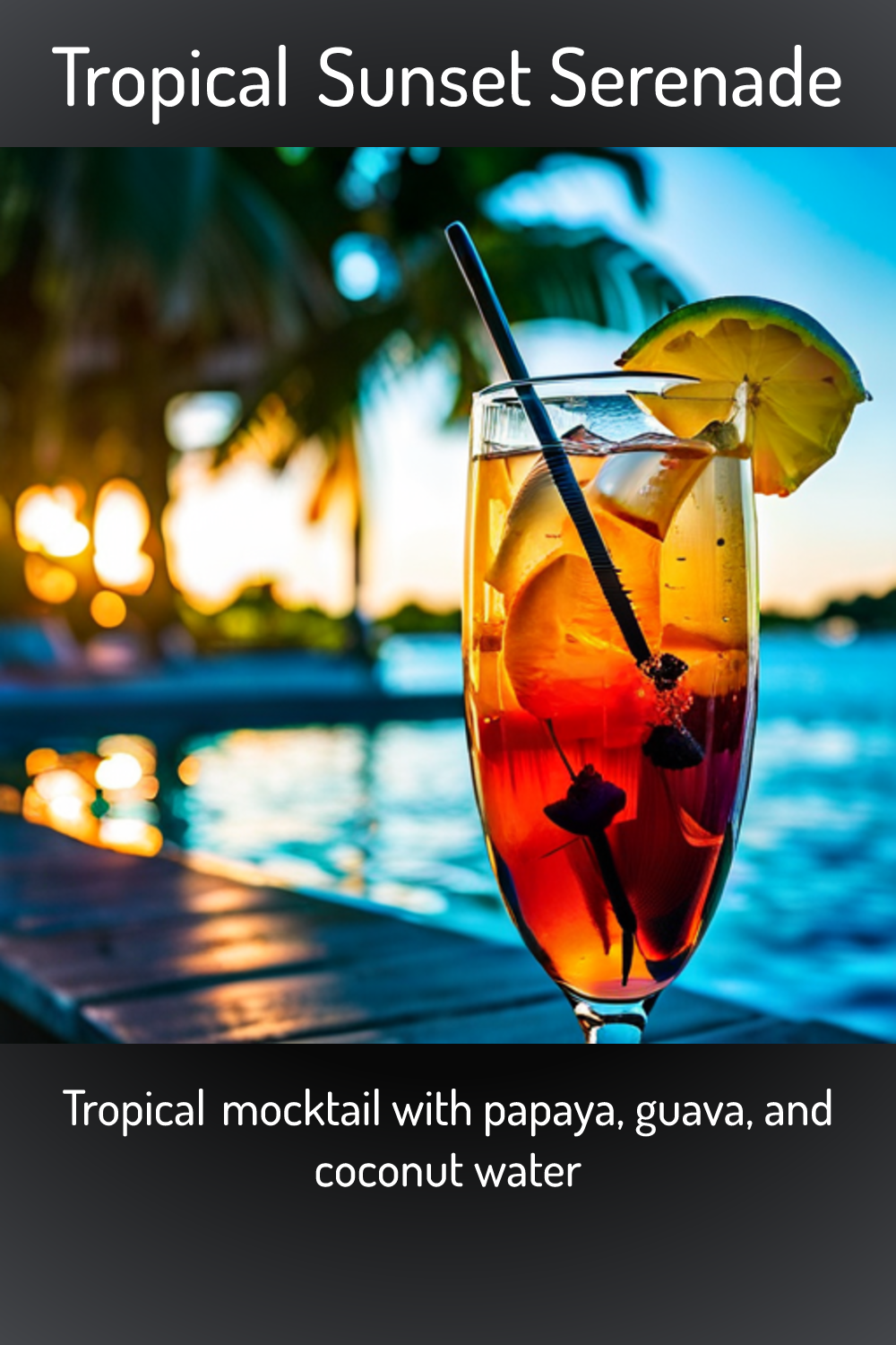 Tropical Sunset Serenade, Tropical mocktail with papaya, guava, and ...