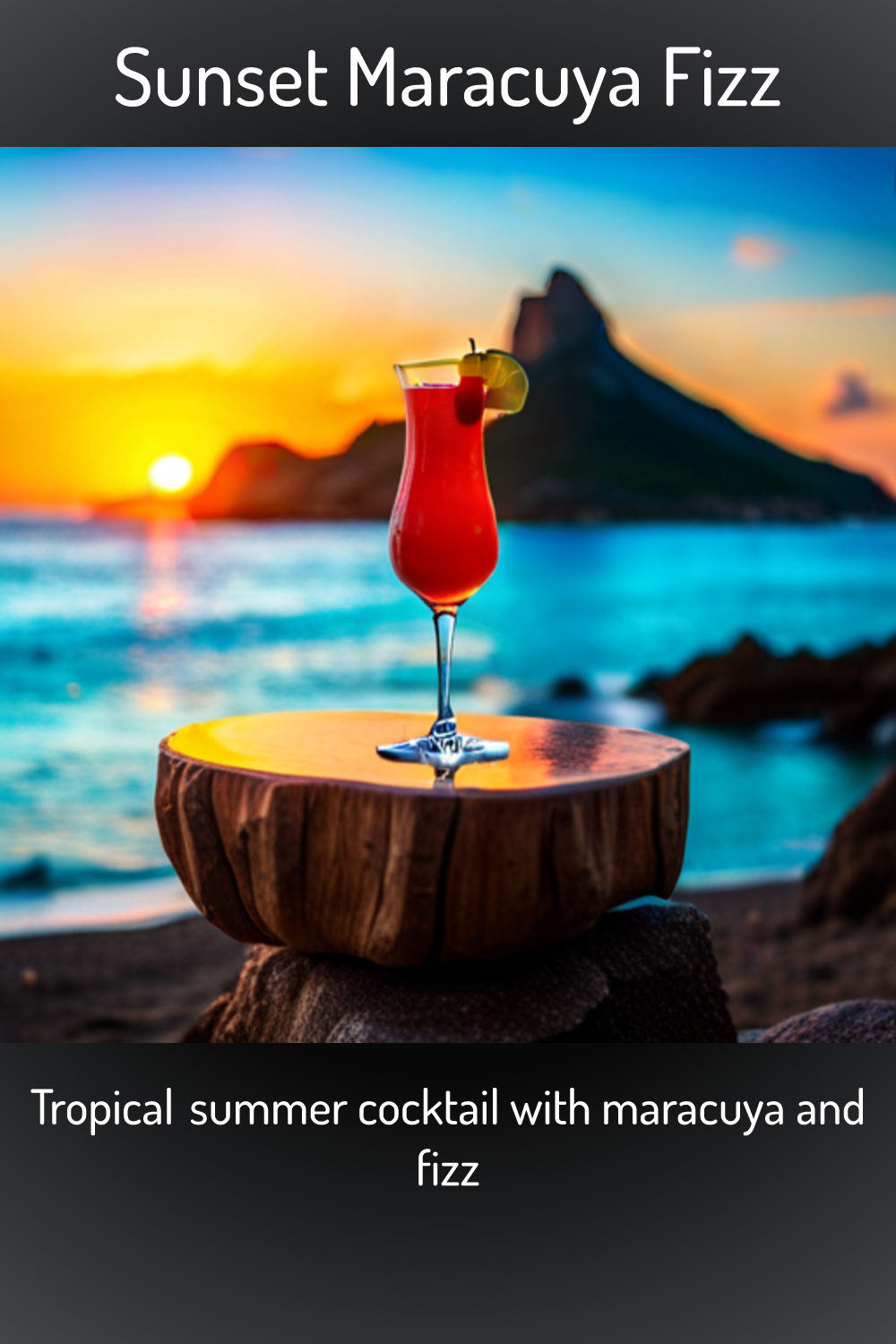 Sunset Maracuya Fizz, Tropical summer cocktail with maracuya and fizz