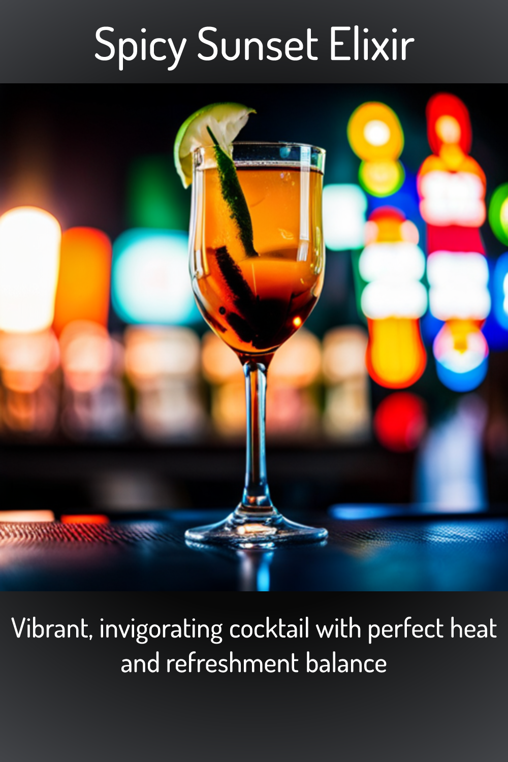 Spicy Sunset Elixir, Vibrant, invigorating cocktail with perfect heat and refreshment balance