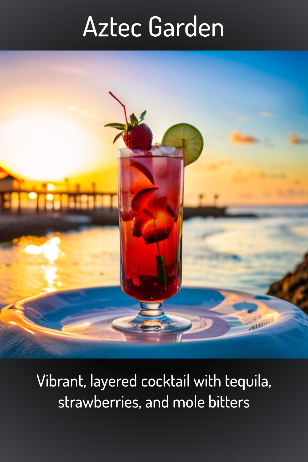 Aztec Garden Vibrant Layered Cocktail With Tequila Strawberries And