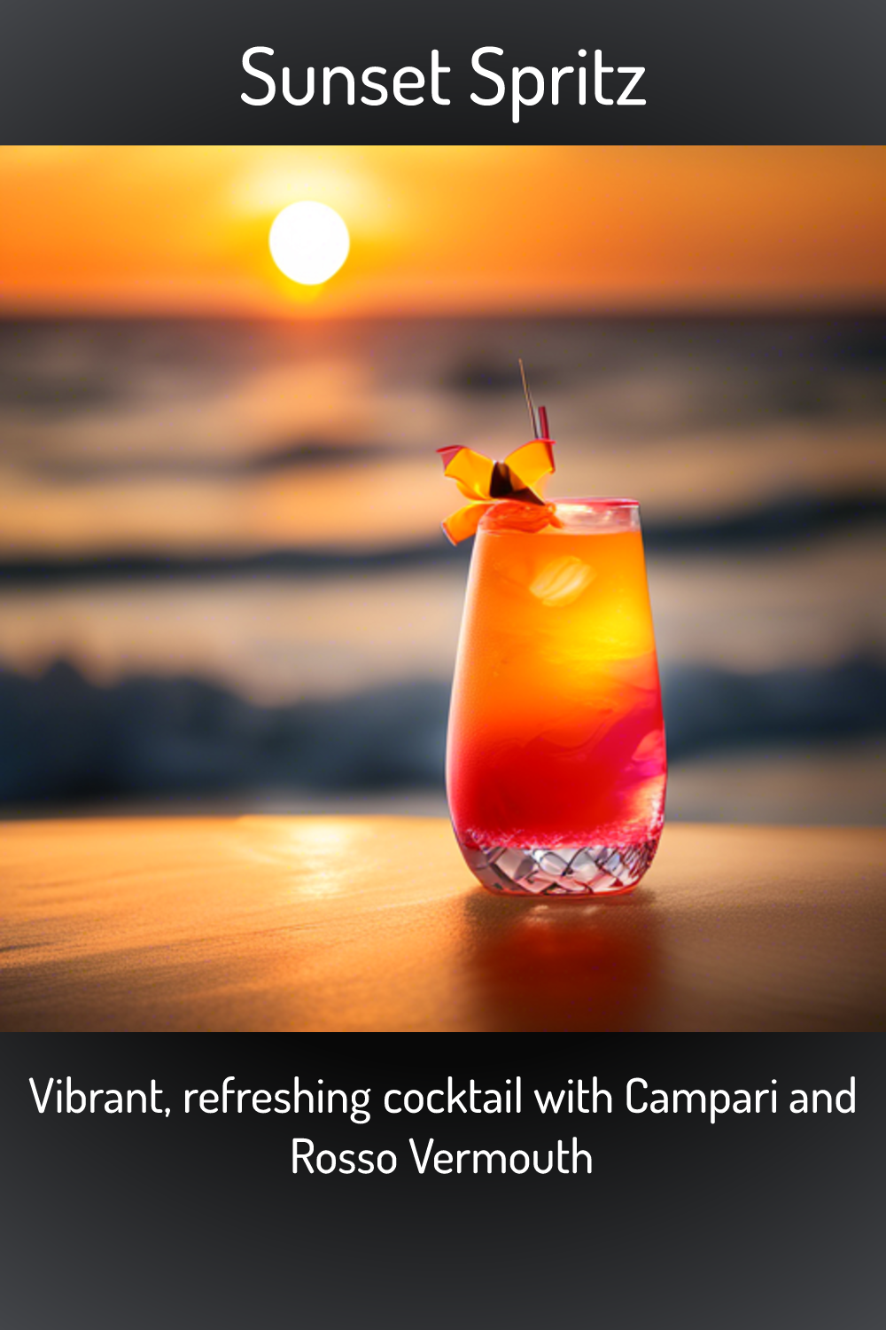 Sunset Spritz, Vibrant, refreshing cocktail with Campari and Rosso Vermouth