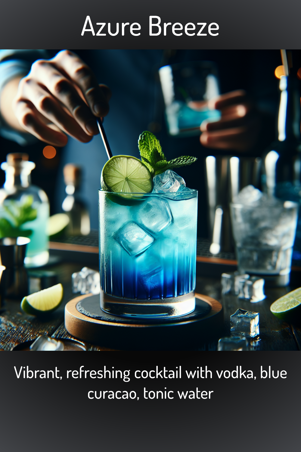 Azure Breeze Vibrant Refreshing Cocktail With Vodka Blue Curacao