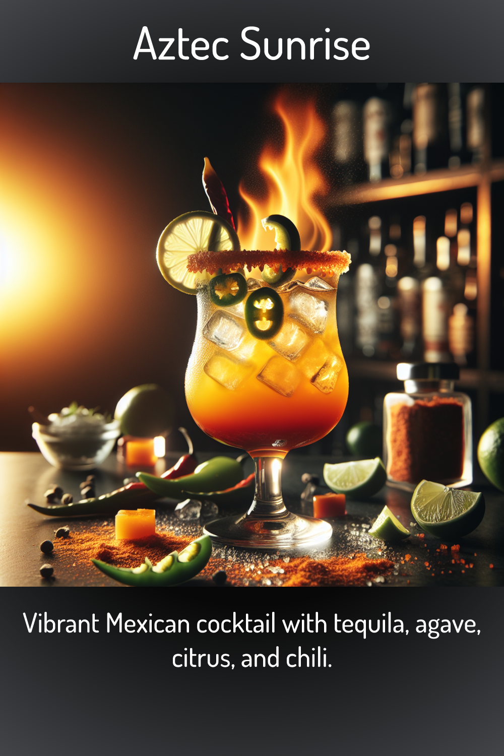 Aztec Sunrise, Vibrant Mexican cocktail with tequila, agave, citrus ...