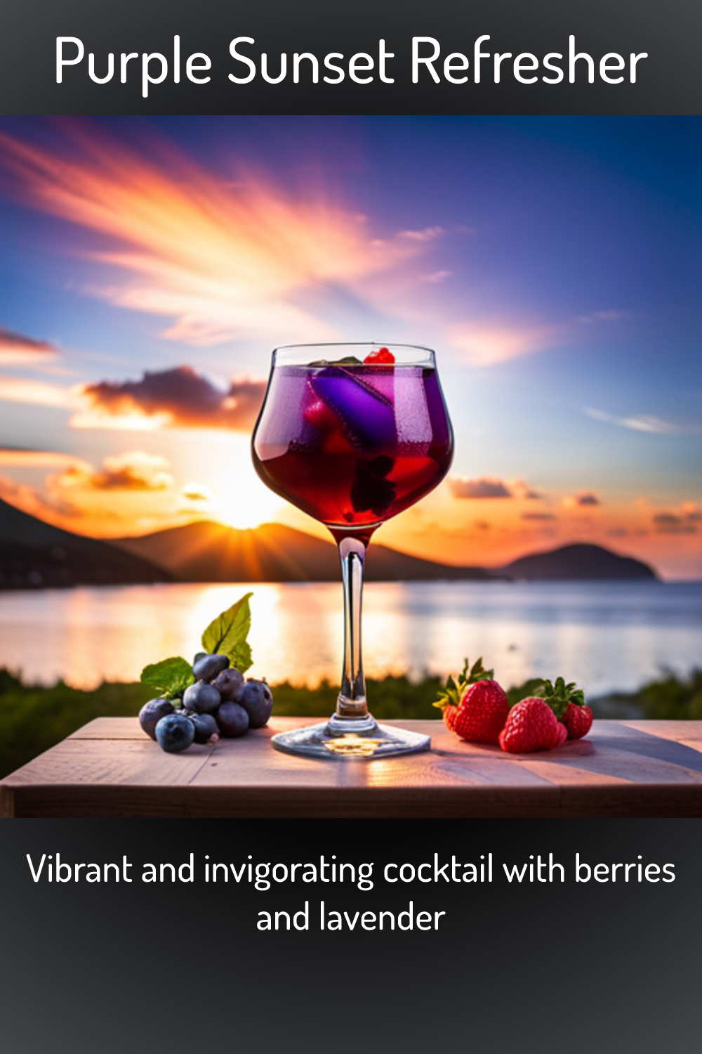 Purple Sunset Refresher, Vibrant and invigorating cocktail with berries ...