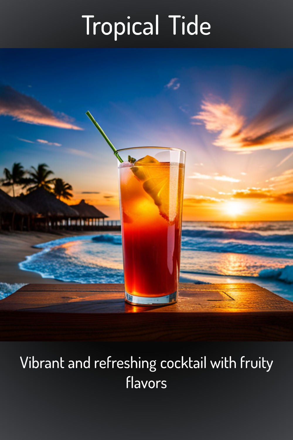 Tropical Tide, Vibrant and refreshing cocktail with fruity flavors