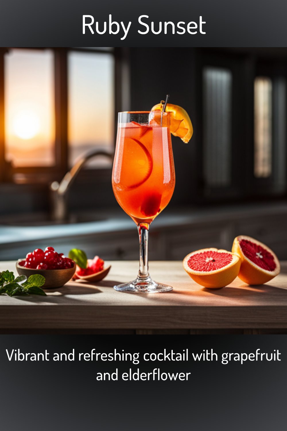 Ruby Sunset, Vibrant and refreshing cocktail with grapefruit and ...