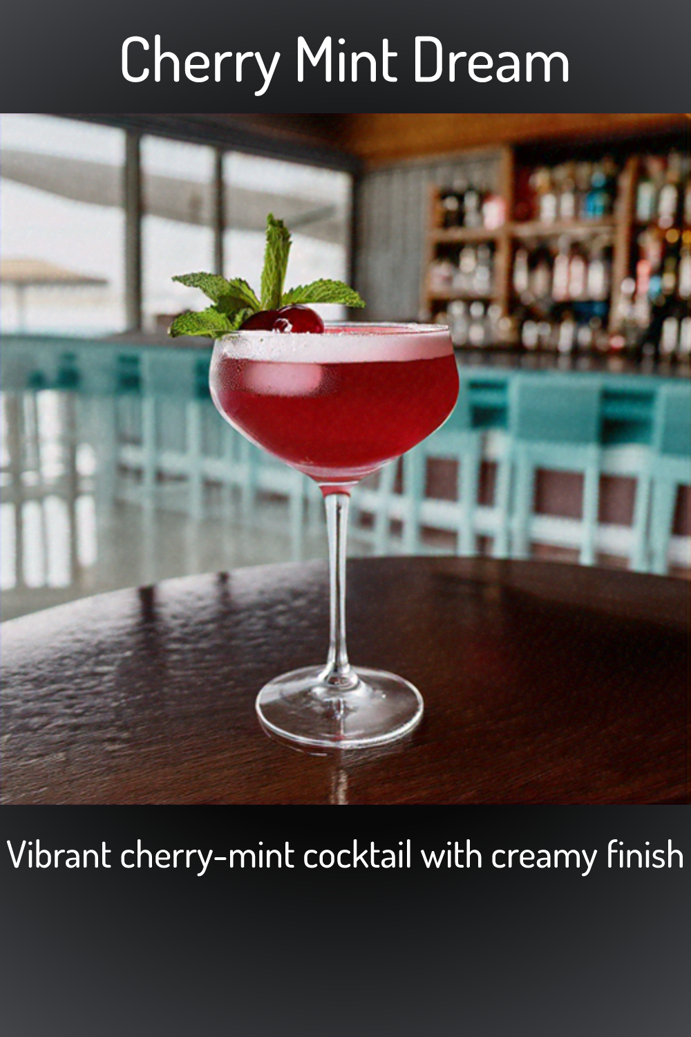 Cherry Mint Dream, Vibrant cherry-mint cocktail with creamy finish