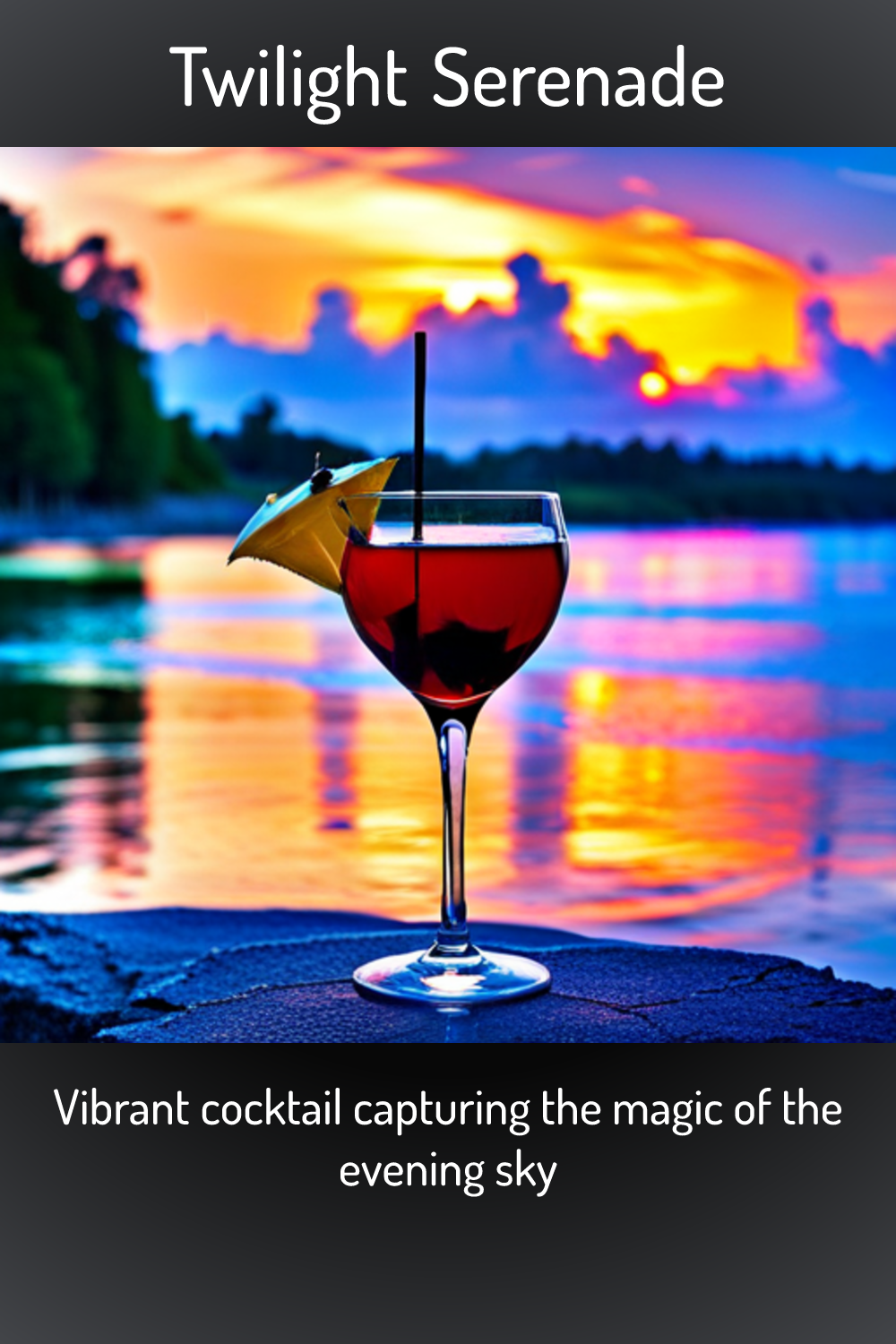 Twilight Serenade, Vibrant cocktail capturing the magic of the evening sky