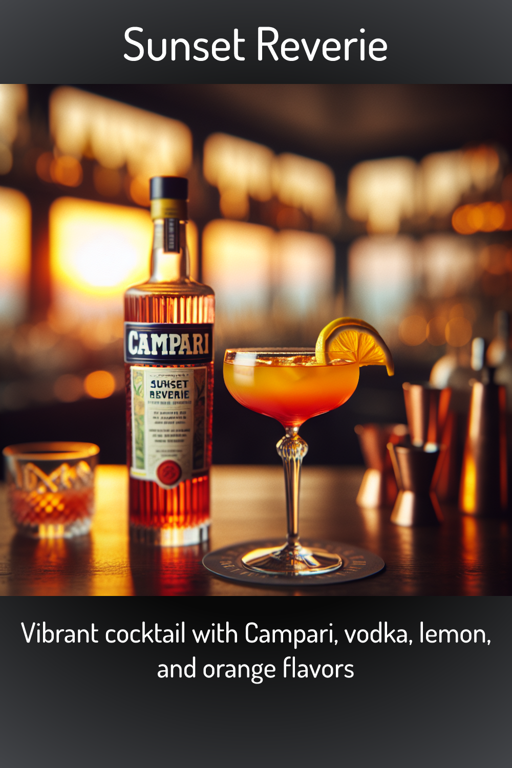 Sunset Reverie, Vibrant cocktail with Campari, vodka, lemon, and orange ...