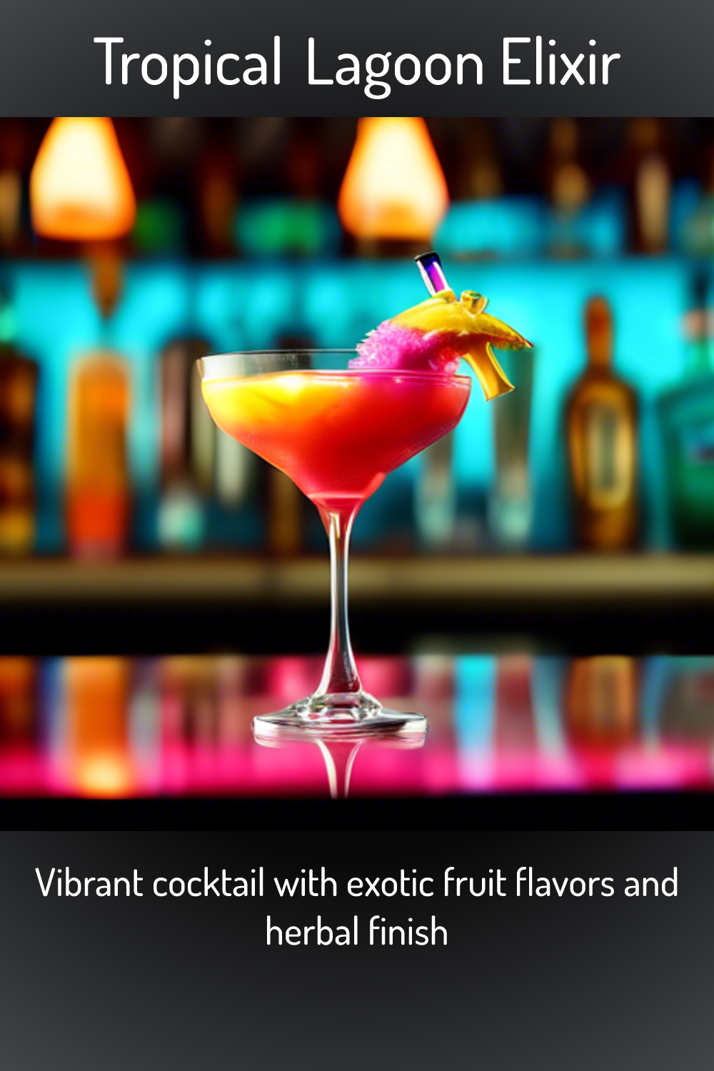 Tropical Lagoon Elixir, Vibrant cocktail with exotic fruit flavors and ...