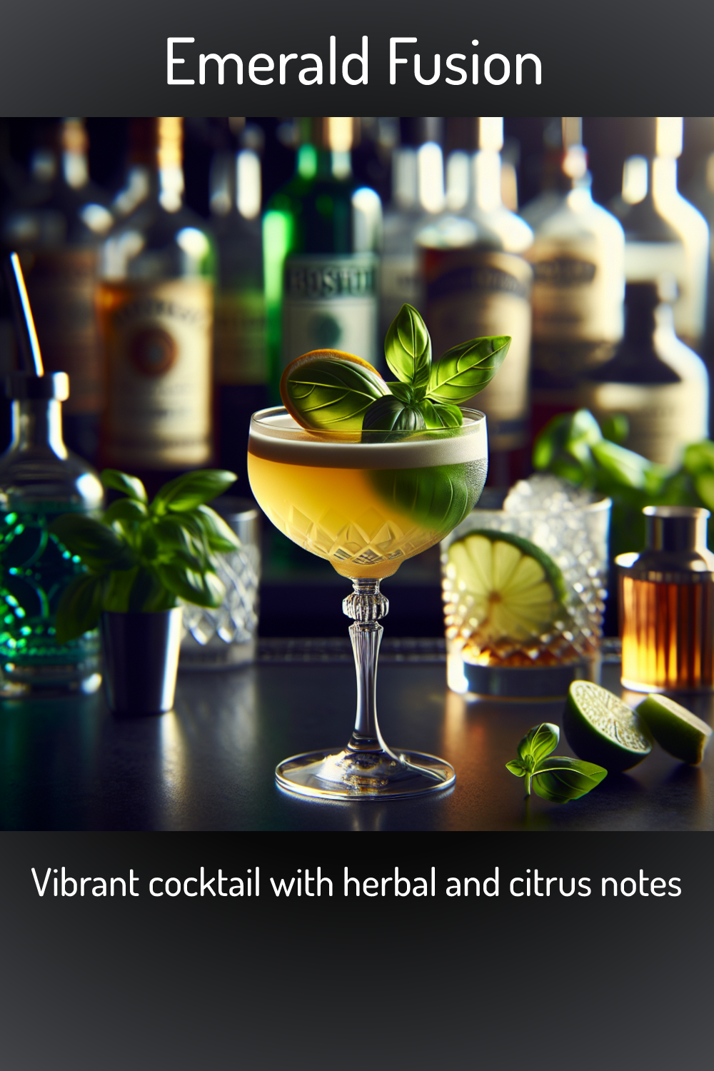 Emerald Fusion Vibrant Cocktail With Herbal And Citrus Notes