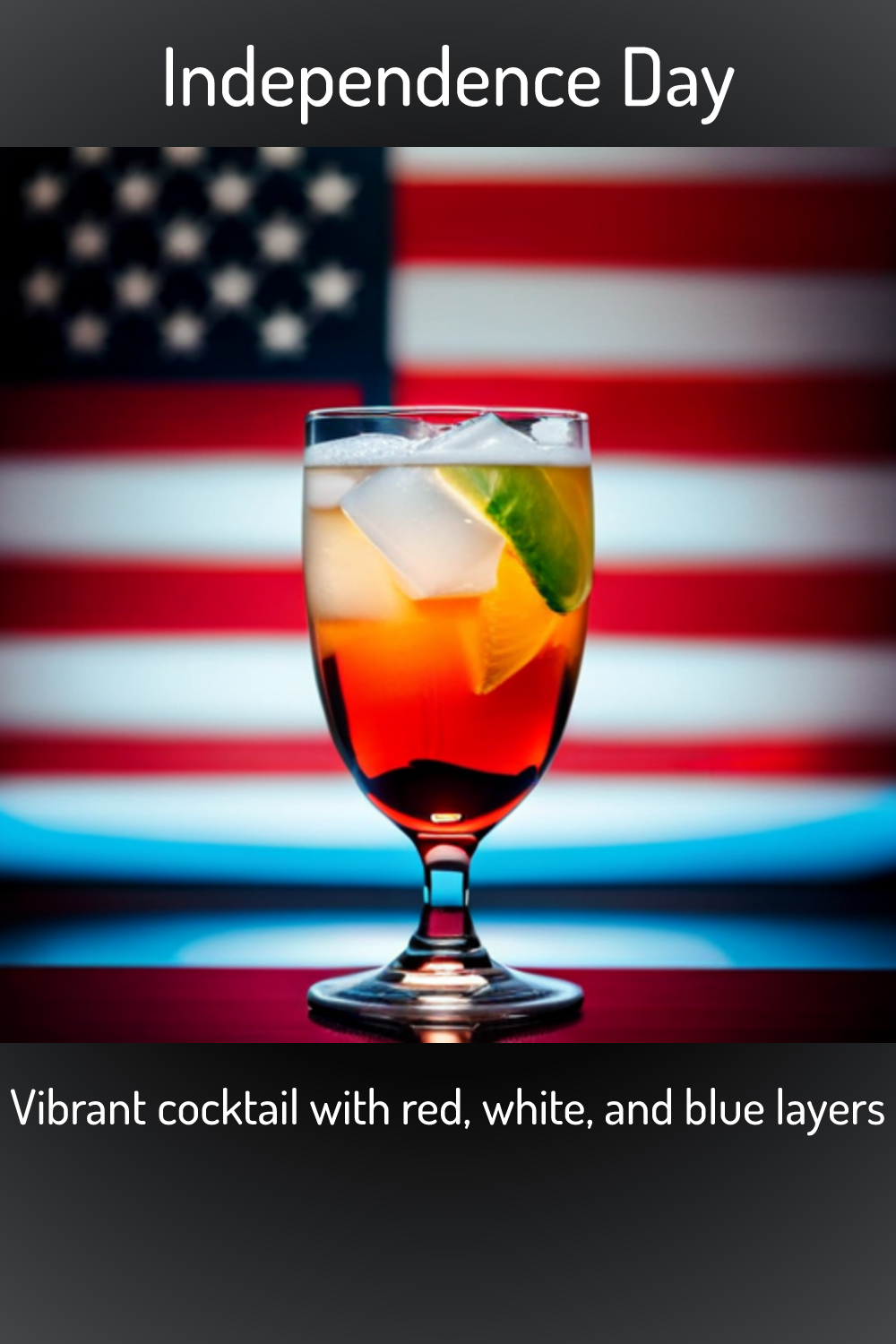 Independence Day, Vibrant cocktail with red, white, and blue layers