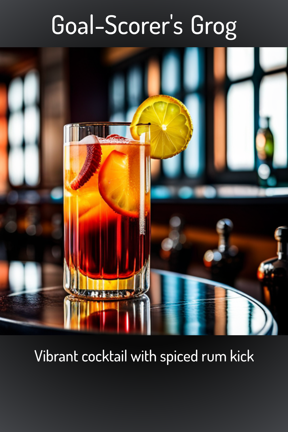 Goal-Scorer's Grog, Vibrant cocktail with spiced rum kick