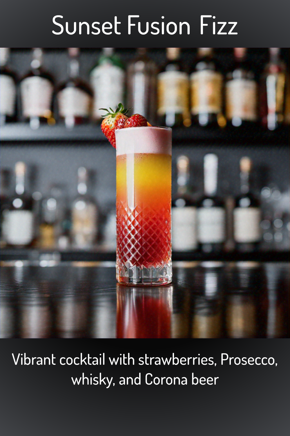 Sunset Fusion Fizz, Vibrant cocktail with strawberries, Prosecco ...