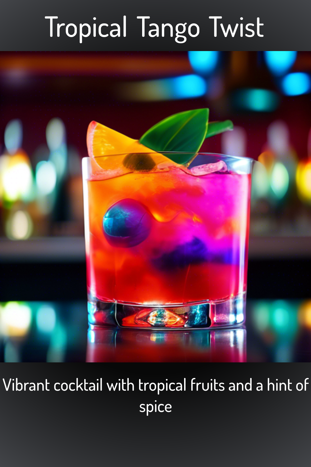 Tropical Tango Twist, Vibrant cocktail with tropical fruits and a hint ...