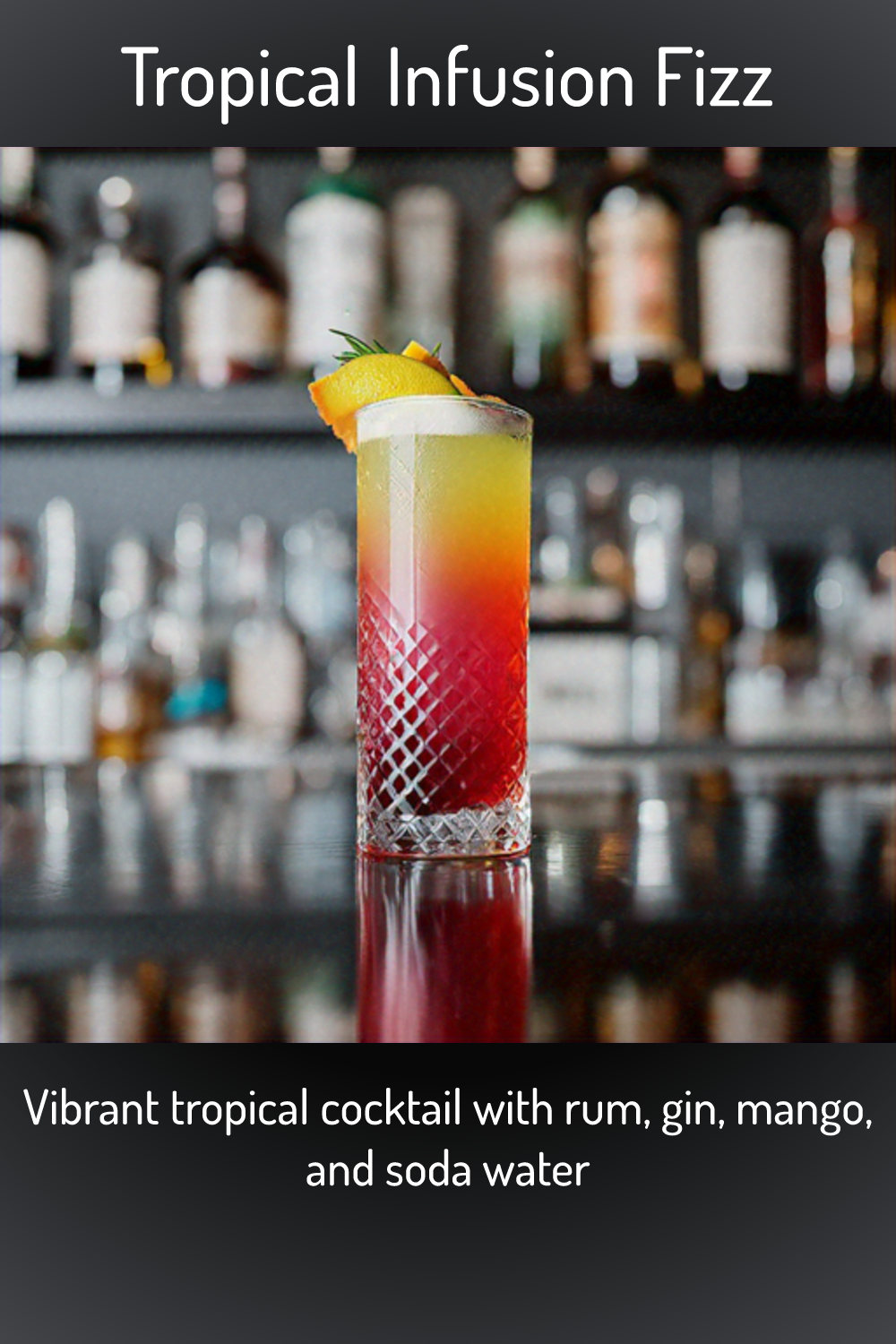 Tropical Infusion Fizz, Vibrant tropical cocktail with rum, gin, mango ...