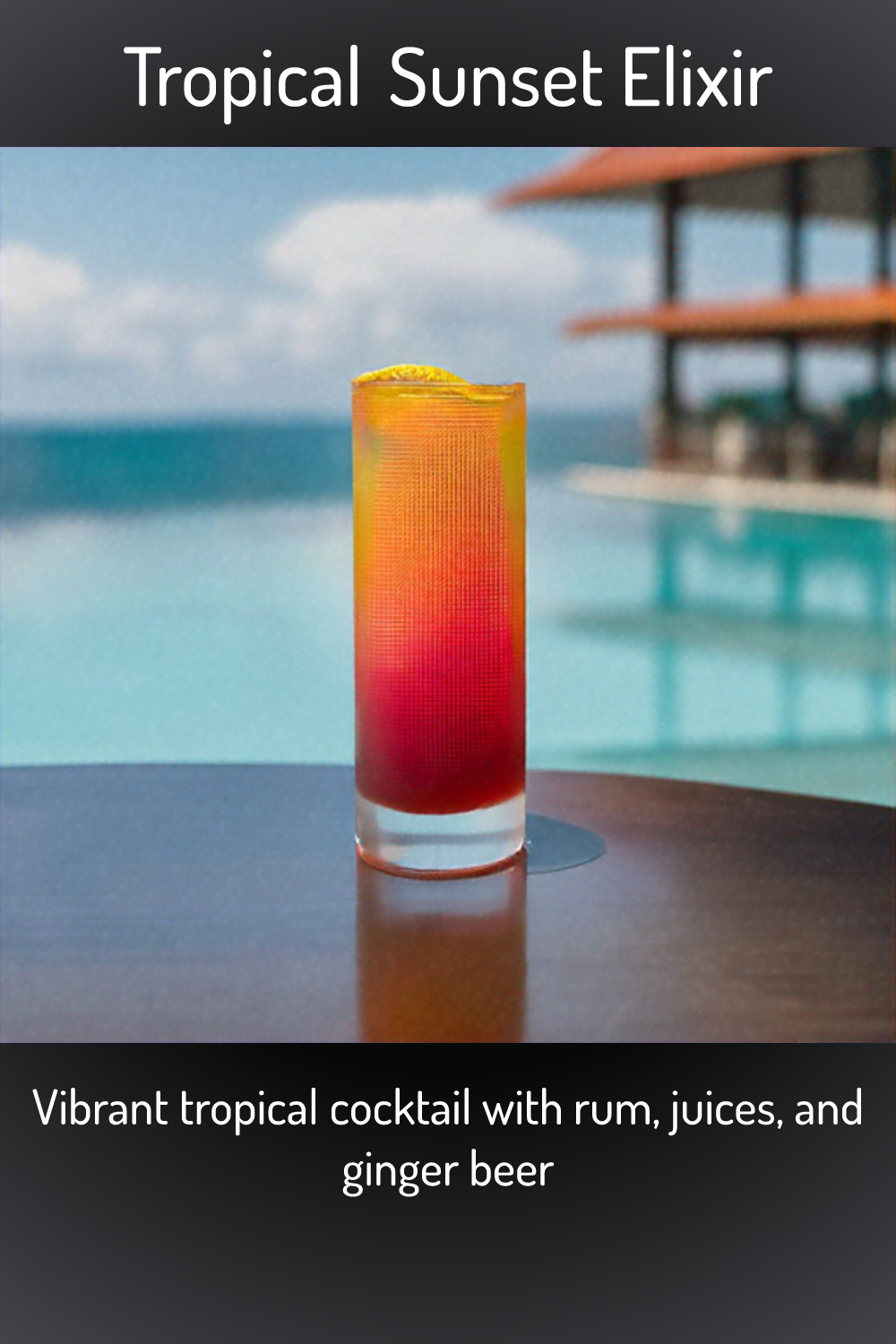Tropical Sunset Elixir, Vibrant tropical cocktail with rum, juices, and ...