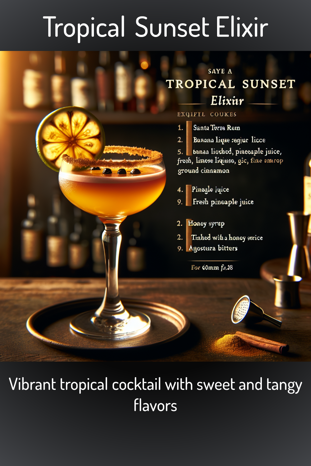 Tropical Sunset Elixir, Vibrant tropical cocktail with sweet and tangy ...