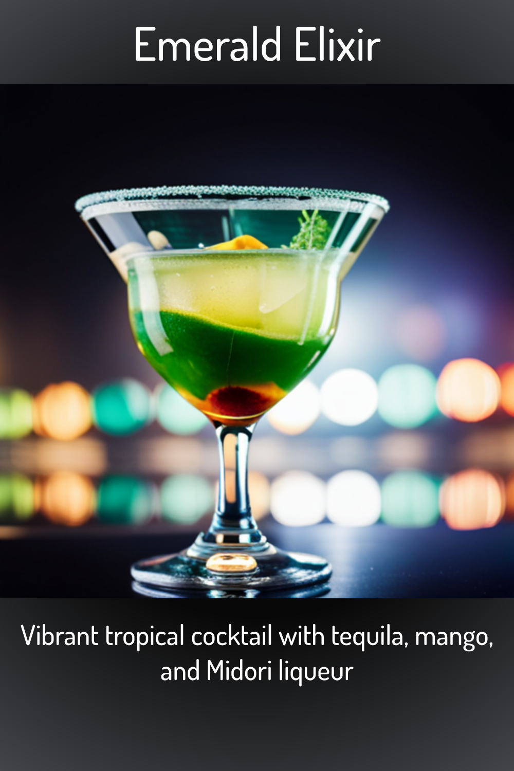Emerald Elixir, Vibrant tropical cocktail with tequila, mango, and ...