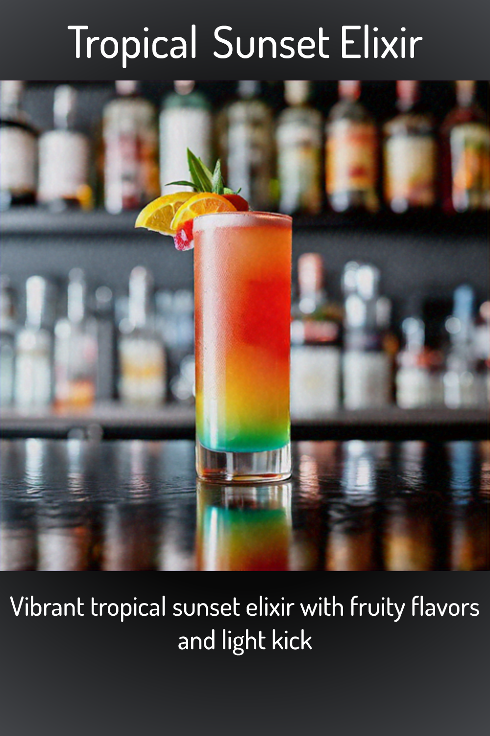 Tropical Sunset Elixir, Vibrant tropical sunset elixir with fruity ...