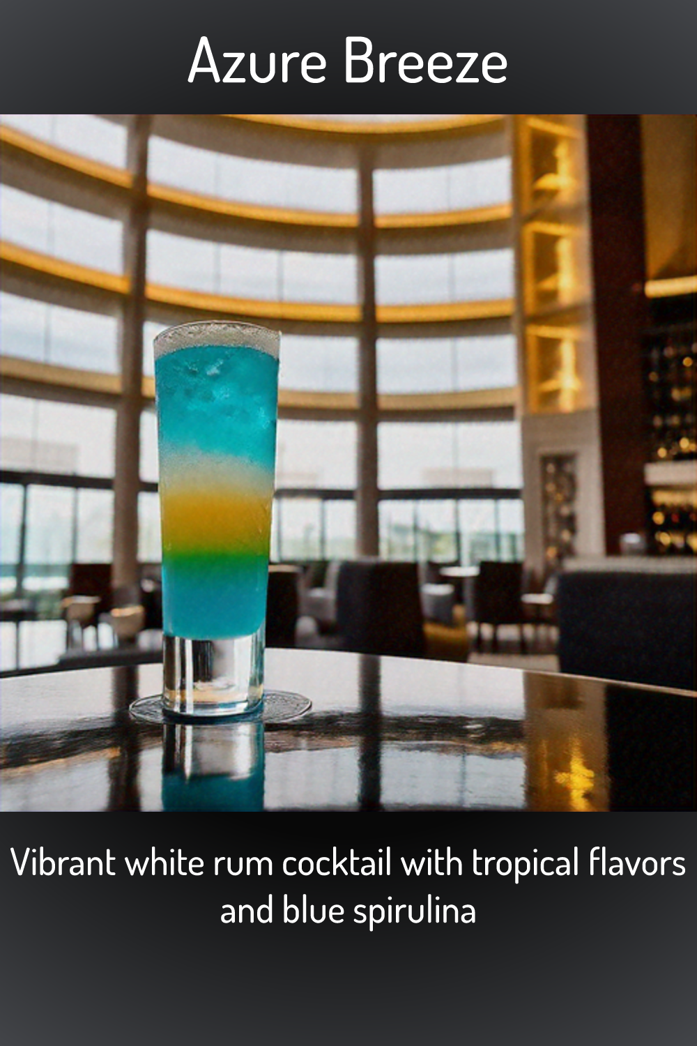 Azure Breeze, Vibrant white rum cocktail with tropical flavors and blue ...