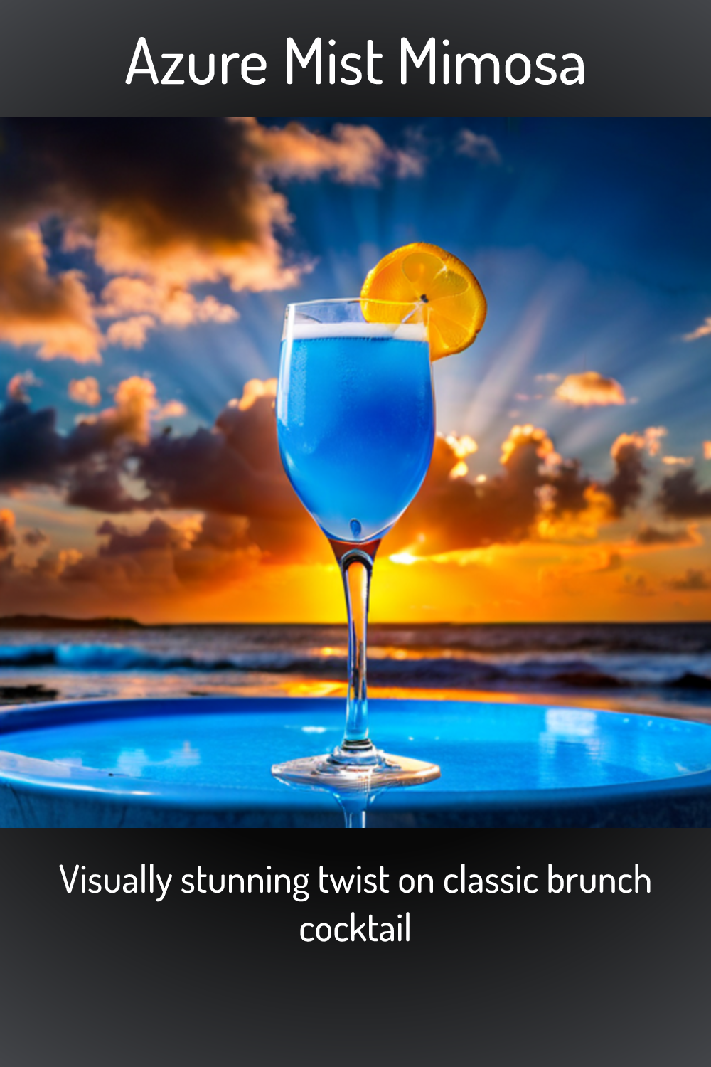 Azure Mist Mimosa, Visually stunning twist on classic brunch cocktail