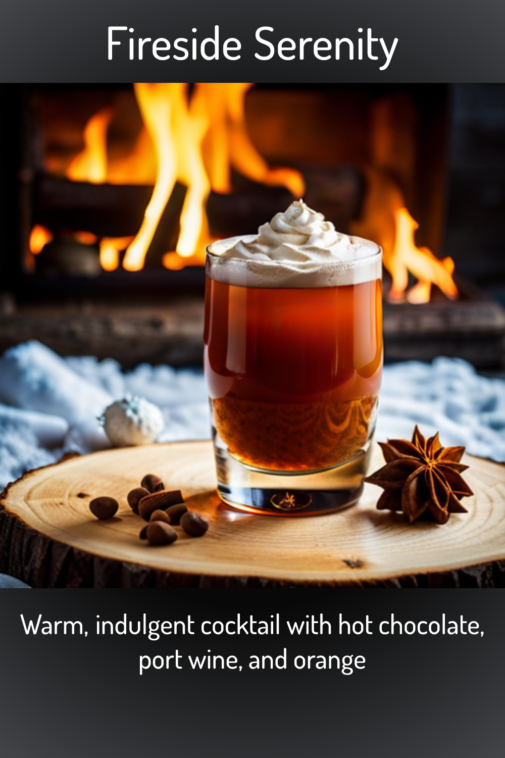 Fireside Serenity, Warm, indulgent cocktail with hot chocolate, port ...
