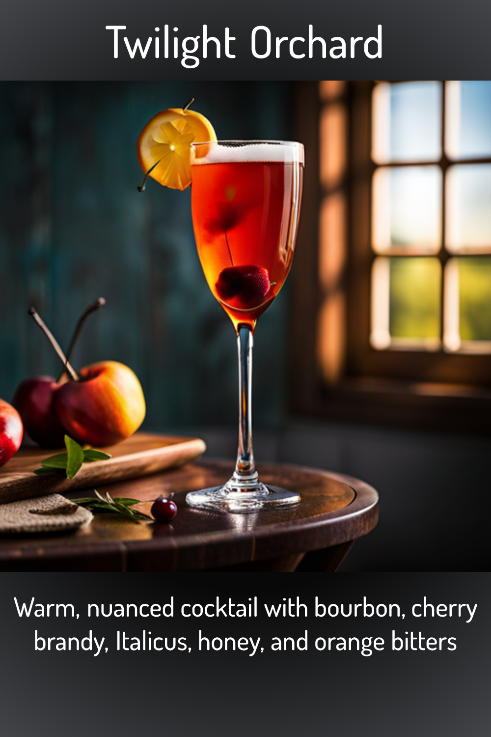 Twilight Orchard Warm Nuanced Cocktail With Bourbon Cherry Brandy