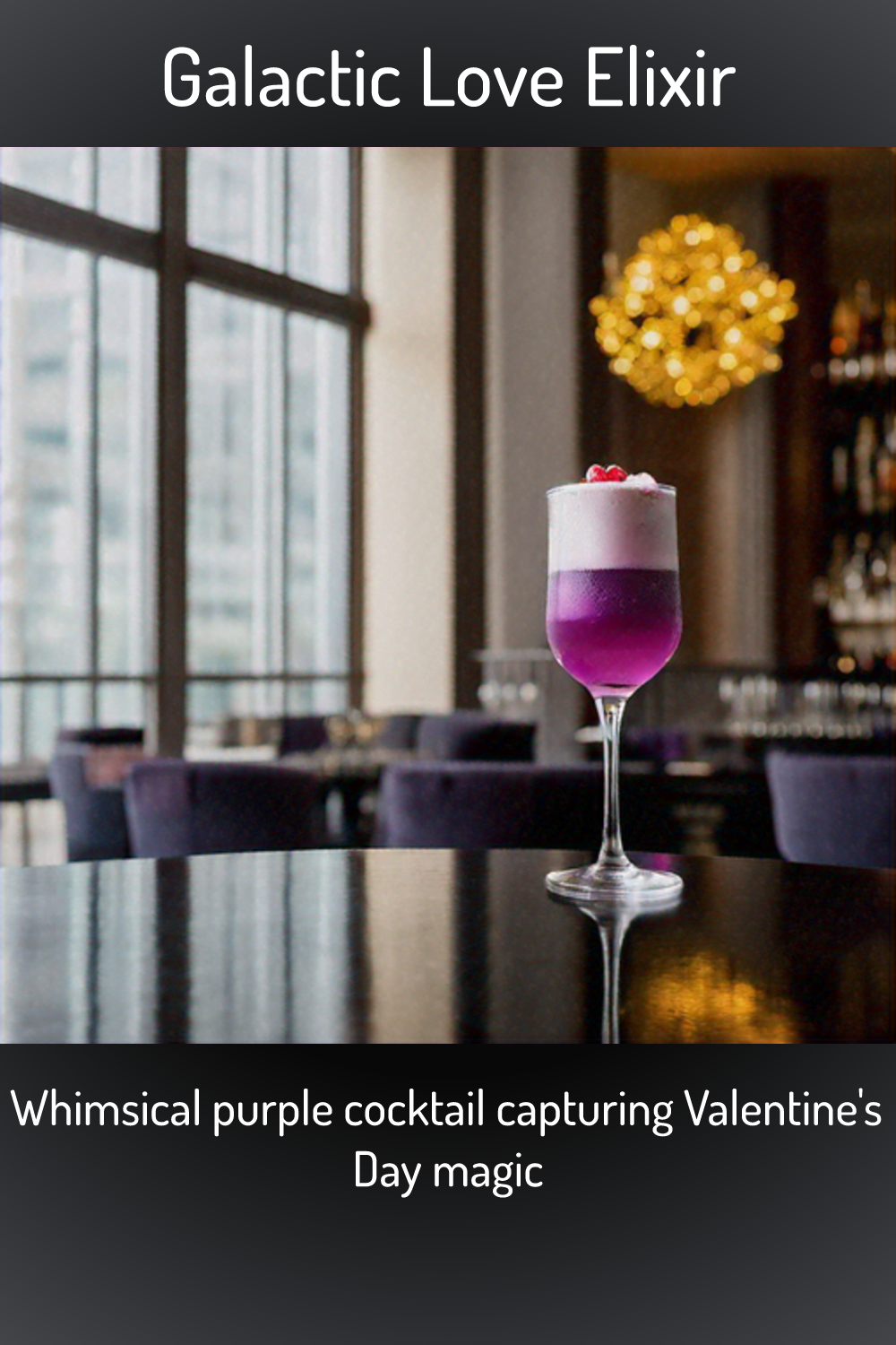 Galactic Love Elixir, Whimsical purple cocktail capturing Valentine's ...