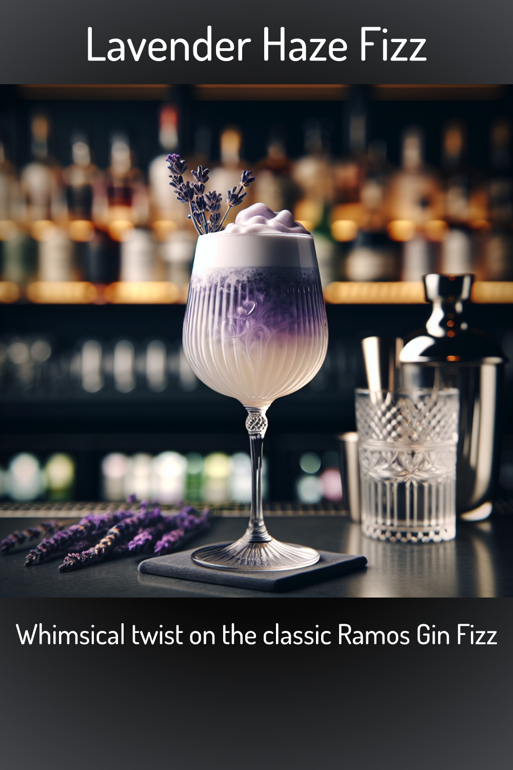 Lavender Haze Fizz, Whimsical twist on the classic Ramos Gin Fizz