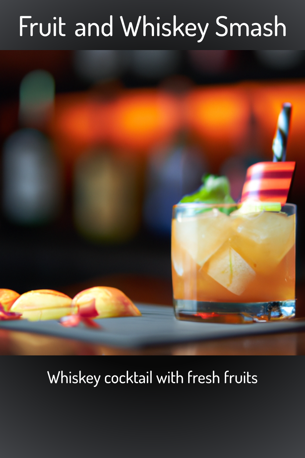 Fruit and Whiskey Smash, Whiskey cocktail with fresh fruits