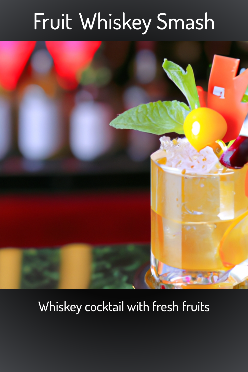 Fruit Whiskey Smash, Whiskey cocktail with fresh fruits
