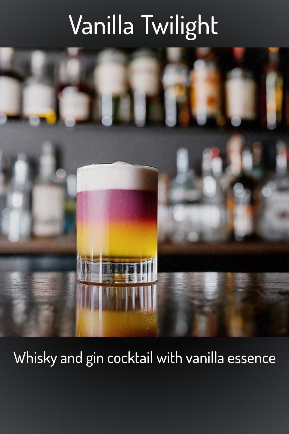Vanilla Twilight, Whisky and gin cocktail with vanilla essence