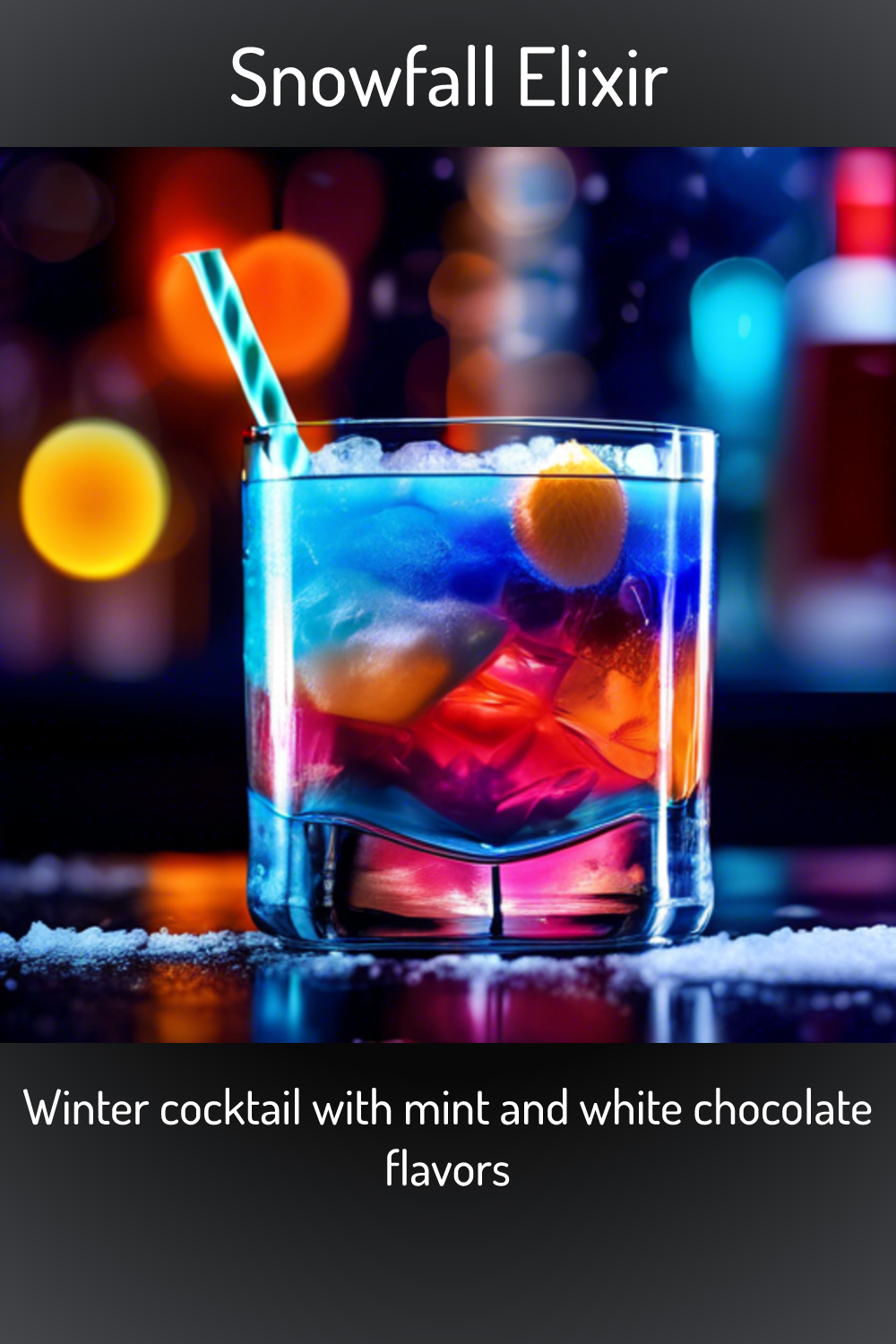 Snowfall Elixir, Winter cocktail with mint and white chocolate flavors