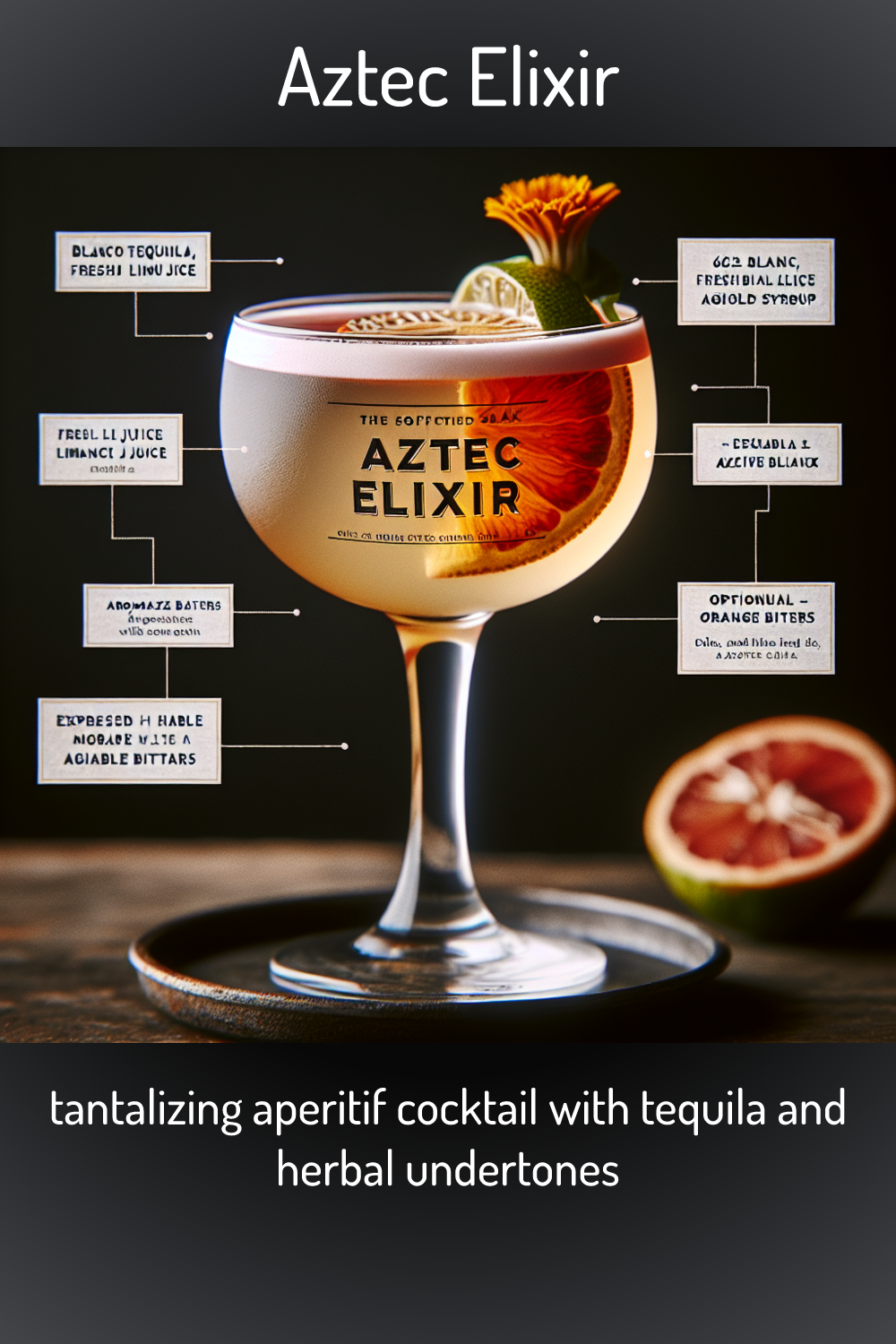 Aztec Elixir Tantalizing Aperitif Cocktail With Tequila And Herbal