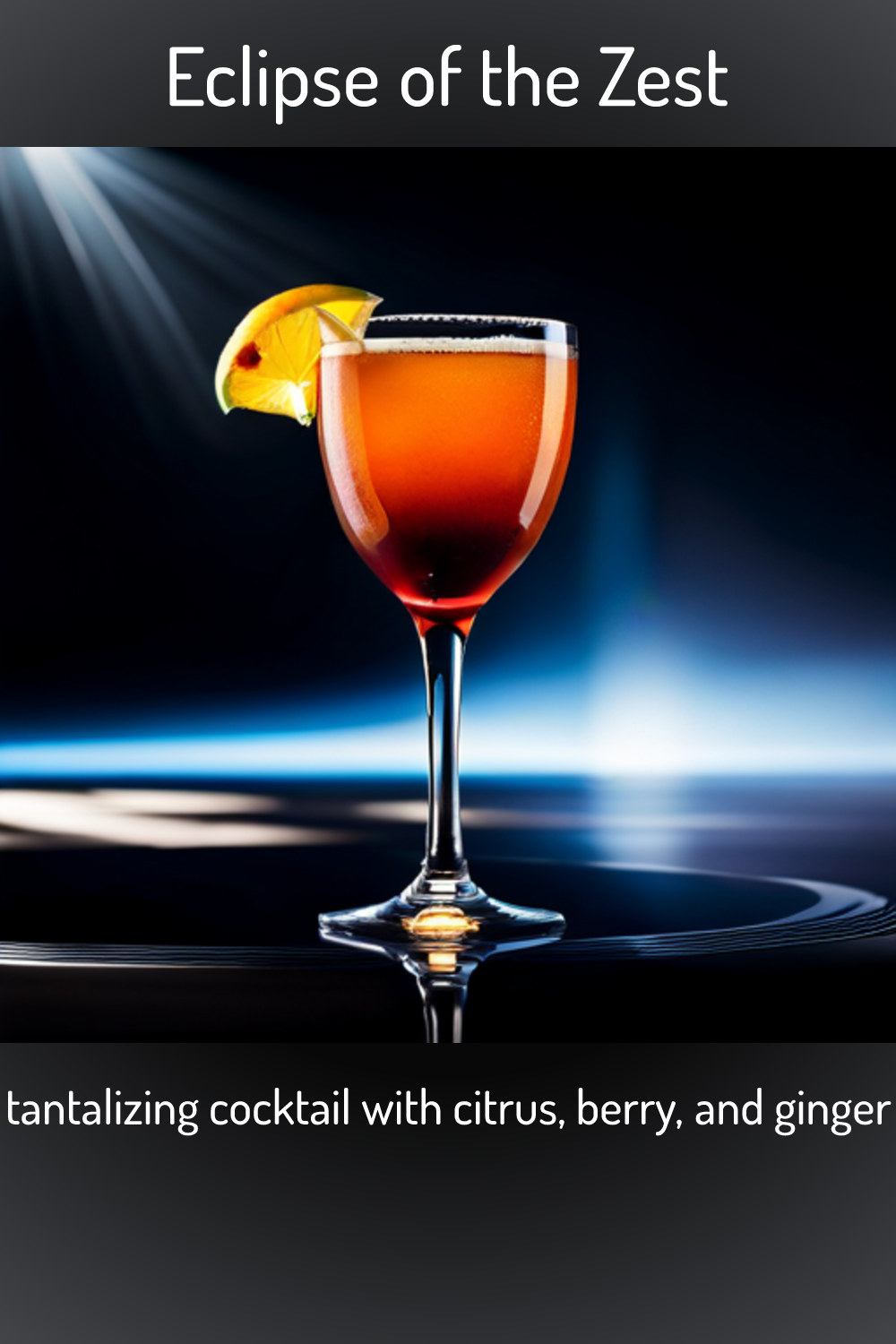 Eclipse of the Zest, tantalizing cocktail with citrus, berry, and ginger